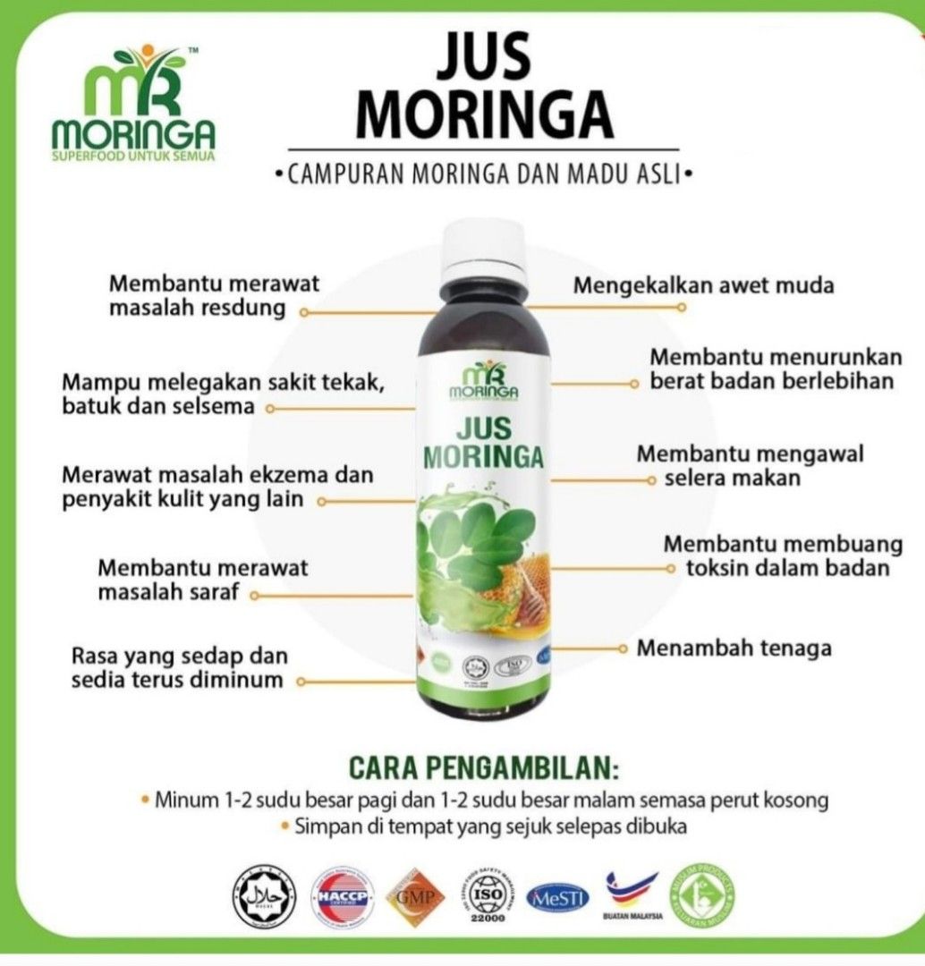 Moringa syrup 250ml [ Jus Moringa], Health & Nutrition, Health ...