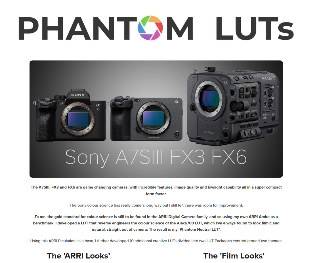 Phantom Luts for Sony Cameras on Carousell
