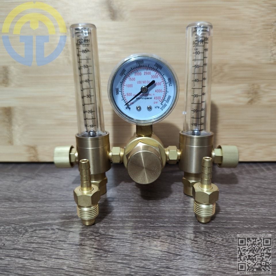 Solid Brass TIG Welding Dual Output Argon Regulator Flow Meter ...