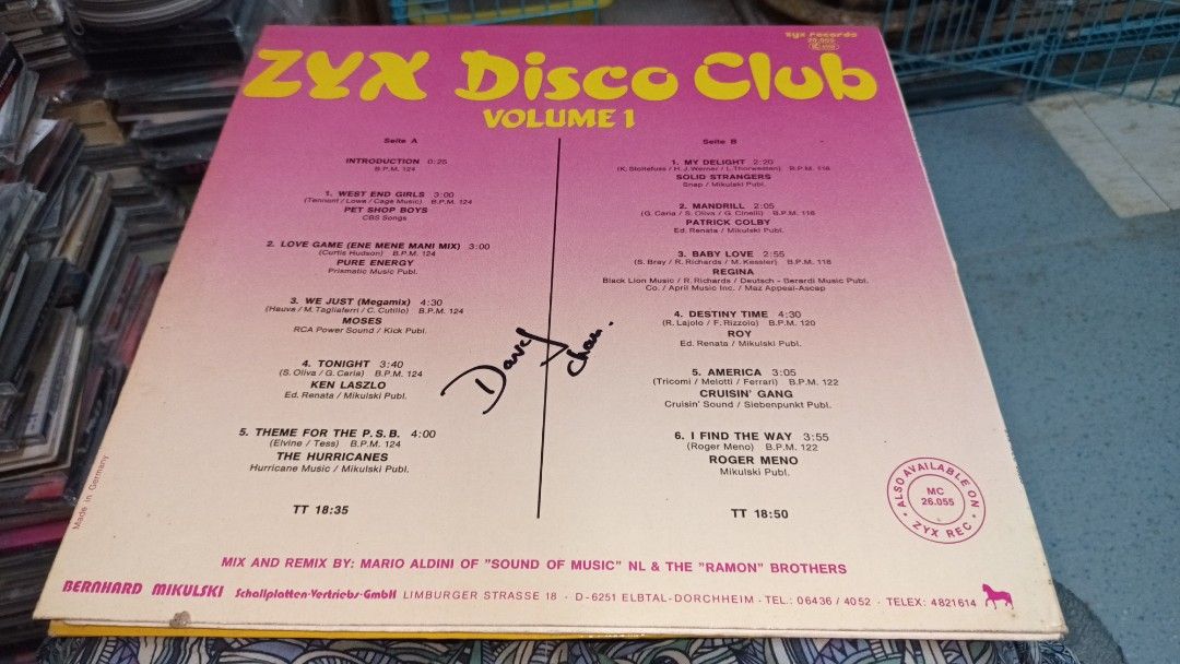 荷東 EURO Italo-Disco ZYX DISCO CLUB VOLUME 1 NON STOP DANCE REMIX 舊版 黑膠 ...