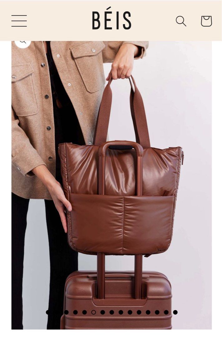 Beis The Expandable Puffy Tote in Maple, Women's Fashion, Bags ...