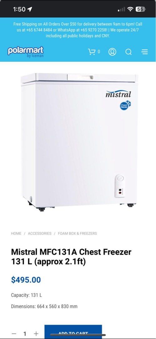 Mistral Chest Freezer, TV & Home Appliances, Kitchen Appliances ...