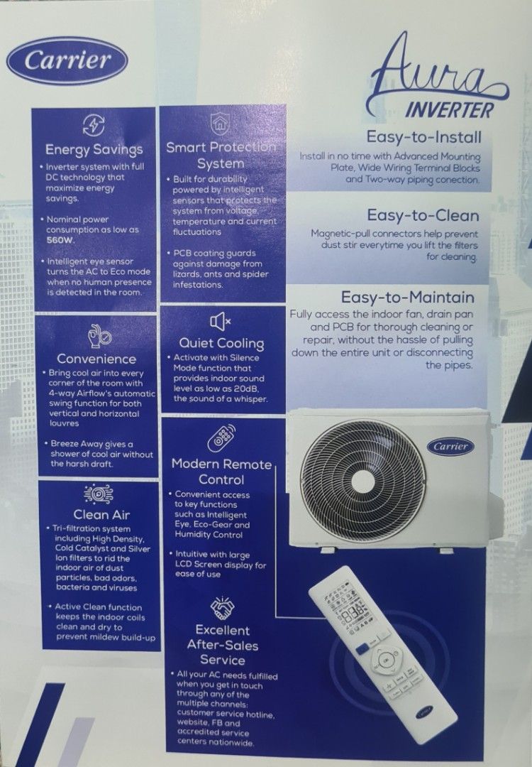 Free Installation! Carrier Aura/Optima Inverter Split Type Air ...