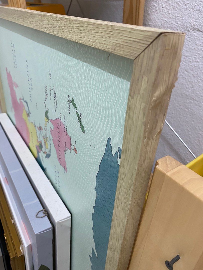 Kaison World Map Frame H60*92Wcm (read details), Furniture & Home ...