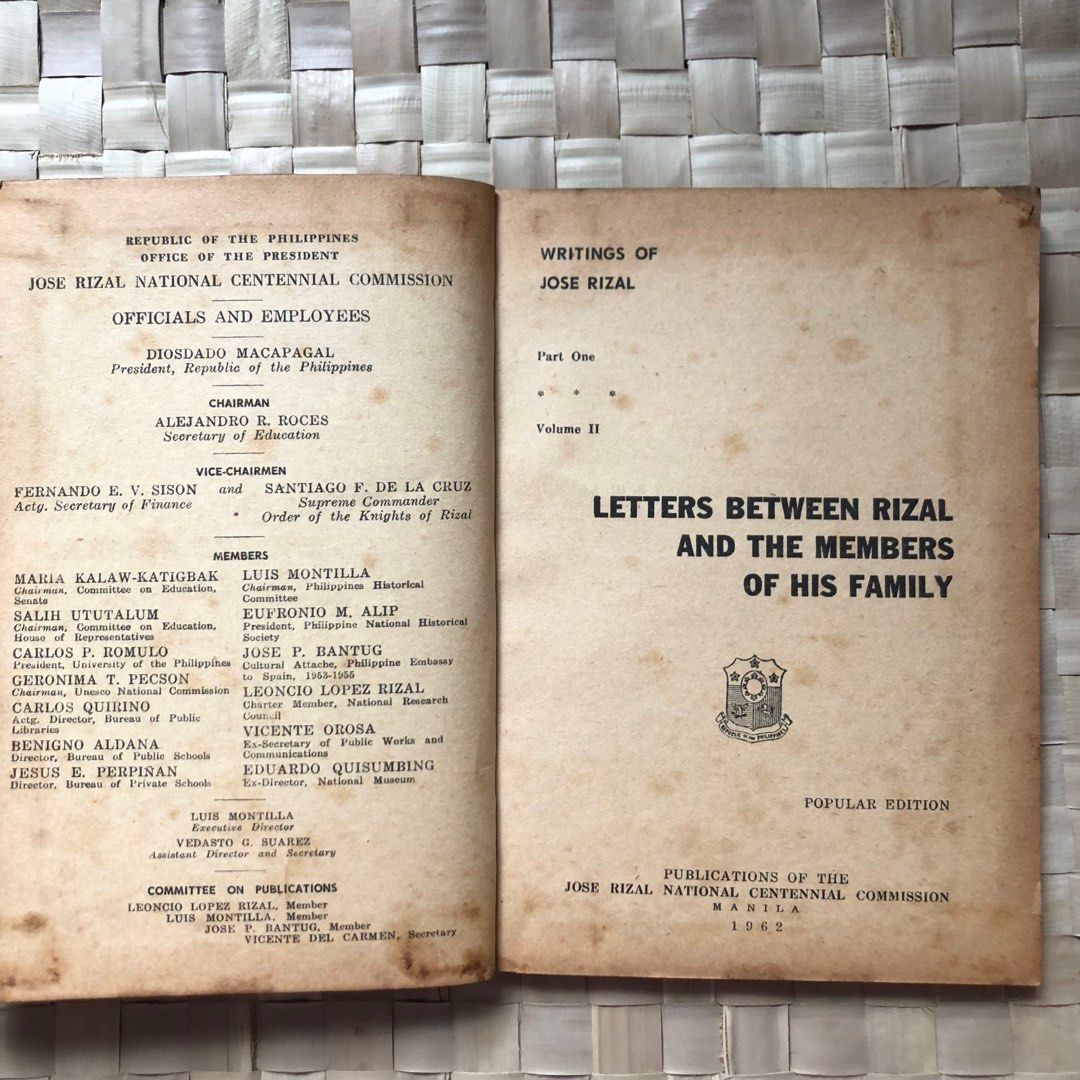 Letters Between Rizal and the Members of His Family | Collectible ...