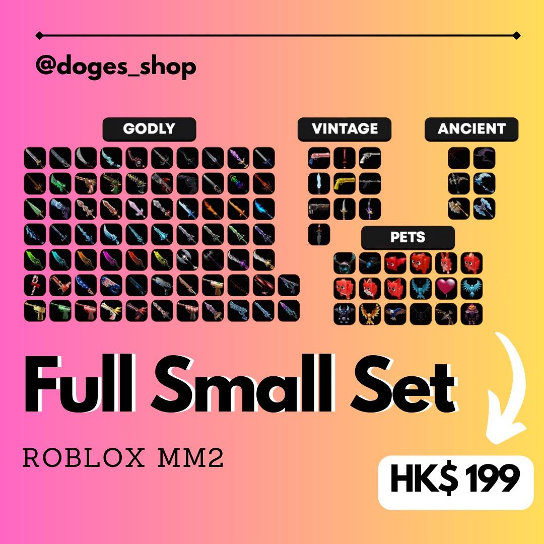 Roblox MM2 - Full Small Set, 電子遊戲, 遊戲機配件, 遊戲週邊商品 - Carousell
