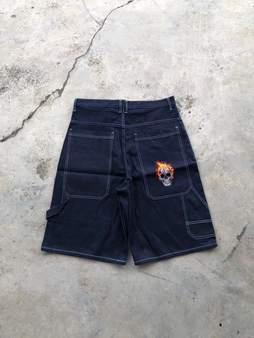 Skull Flame Baggy Jorts Carpenter, Men's Fashion, Bottoms, Jeans on ...