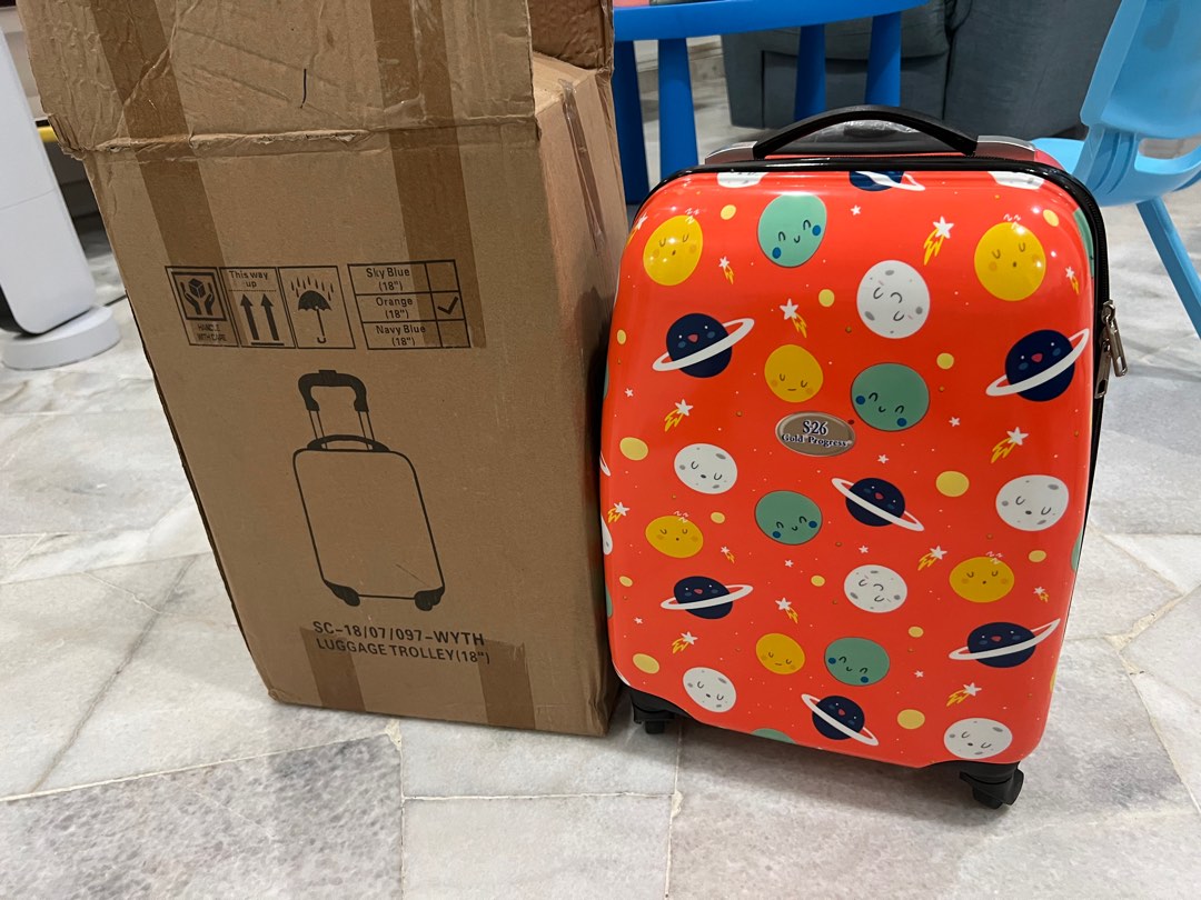 Special Edition Cute Kids Luggage Trolley 18” Space Orange, Hobbies ...