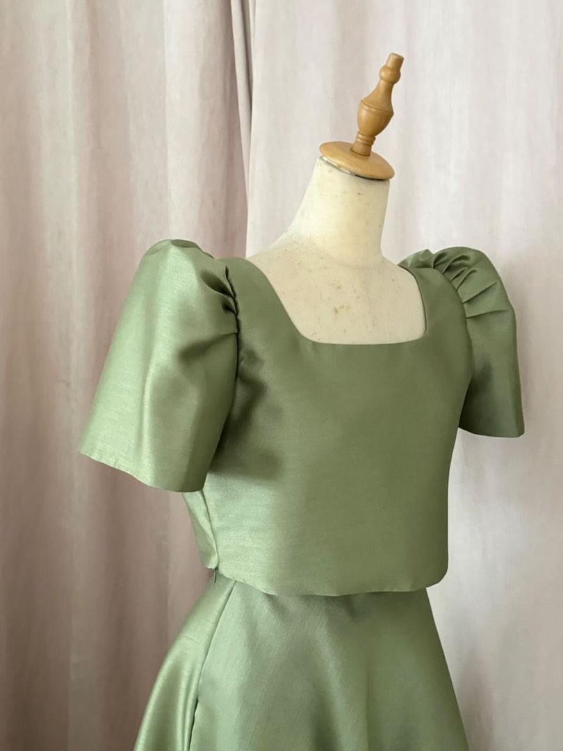 Suzy Clothing Leonor Top and Amihan Skirt (Sage Green, Filipiniana ...