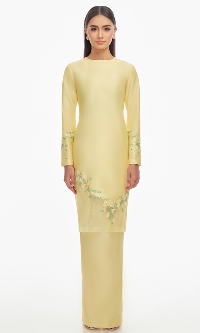 Wanzar Anika Kurung In Crayola Lemon, Women's Fashion, Muslimah Fashion ...
