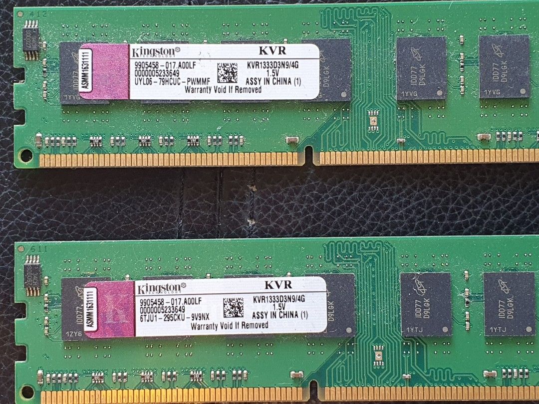 二手金士頓 kingston ram kvr1333D3N9/4G 2條, 電腦及科技產品, 電腦周邊產品, 硬碟及儲存裝置在旋轉拍賣