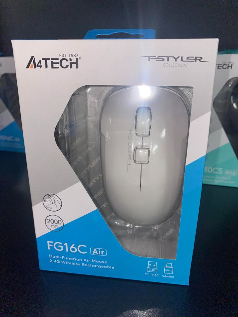 A4Tech FG16C Air Fstyler Wireless Rechargeable Mouse + Type-C Adapter ...