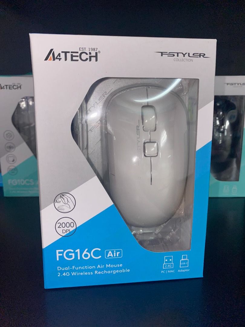 A4Tech FG16C Air Fstyler Wireless Rechargeable Mouse + Type-C Adapter ...
