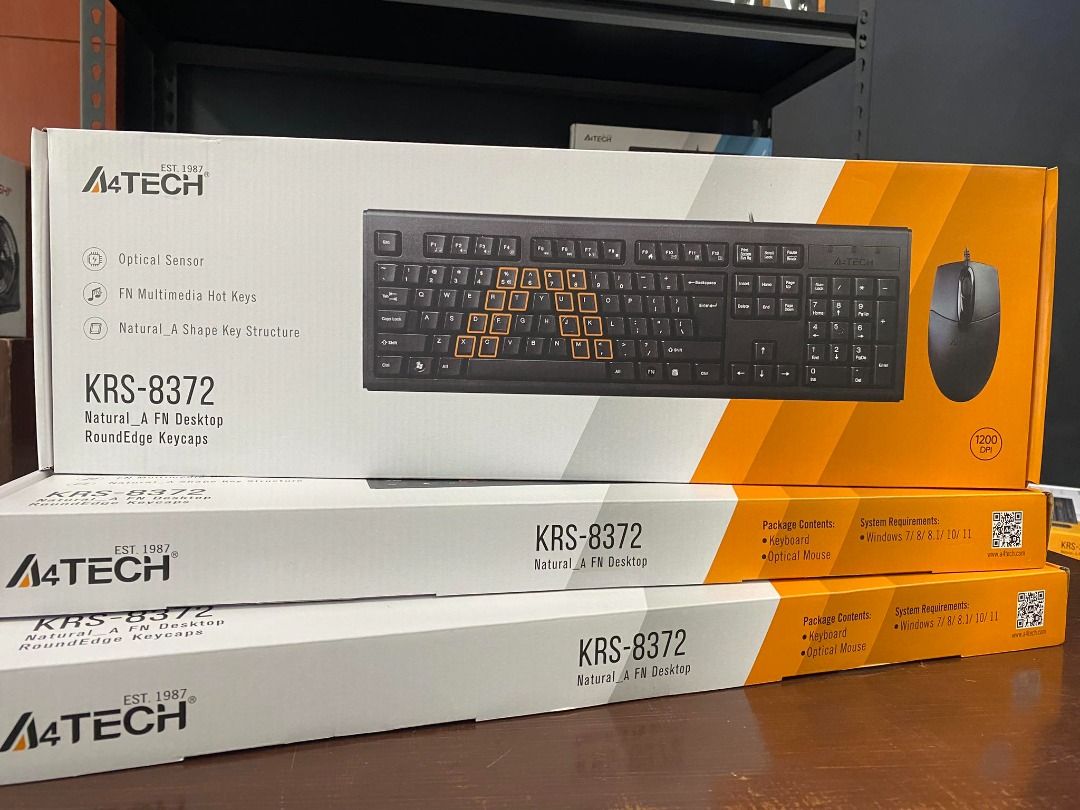 A4Tech KRS-8372 Wired Mouse Keyboard Combo Black, Computers & Tech ...