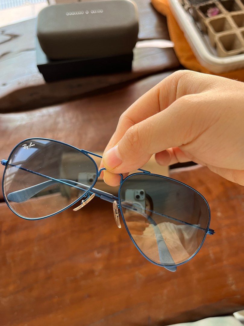 Authentic Rayban Aviator Classic Metal Gradient Blue, Men's Fashion ...