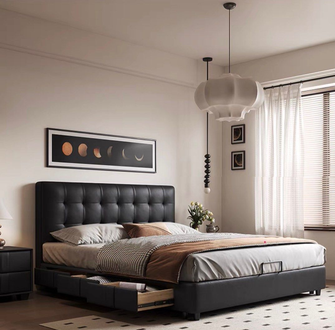 BLADE Modern Leather Storage Bedframe, Furniture & Home Living ...