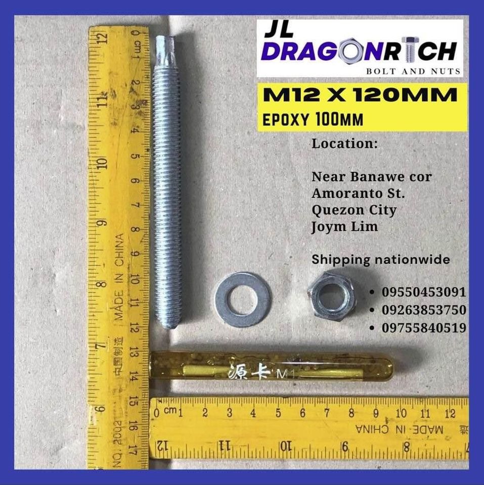Chemical anchor bolt epoxy M12 X 120, Furniture & Home Living, Home ...