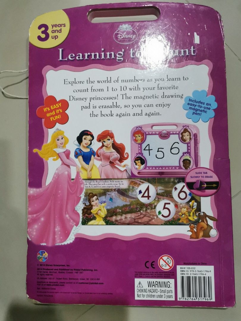Disney Princess: Learning To Count (Storybook And Magnetic Drawing Kit ...