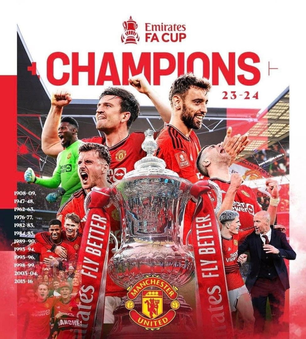 Man Utd Fa Cup Final Champion 2024 Full Set, Men's Fashion, Activewear ...