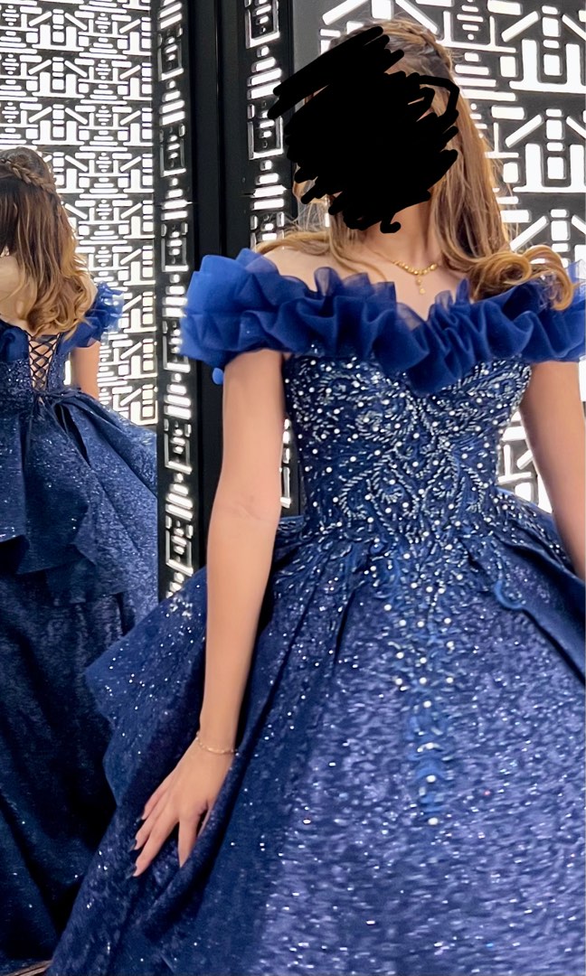 midnight blue ball gown prom, Women's Fashion, Dresses & Sets, Evening ...