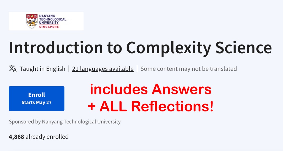 NTU MOOC Introduction to Complexity Science + ALL Reflections! [2024], Hobbies & Toys, Books ...