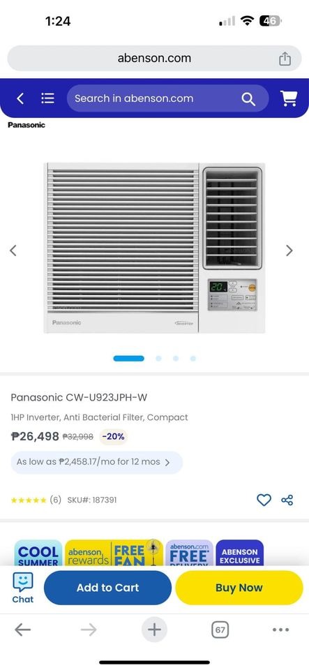 Panasonic 1 HP (Inverter) Window Type, TV & Home Appliances, Air ...