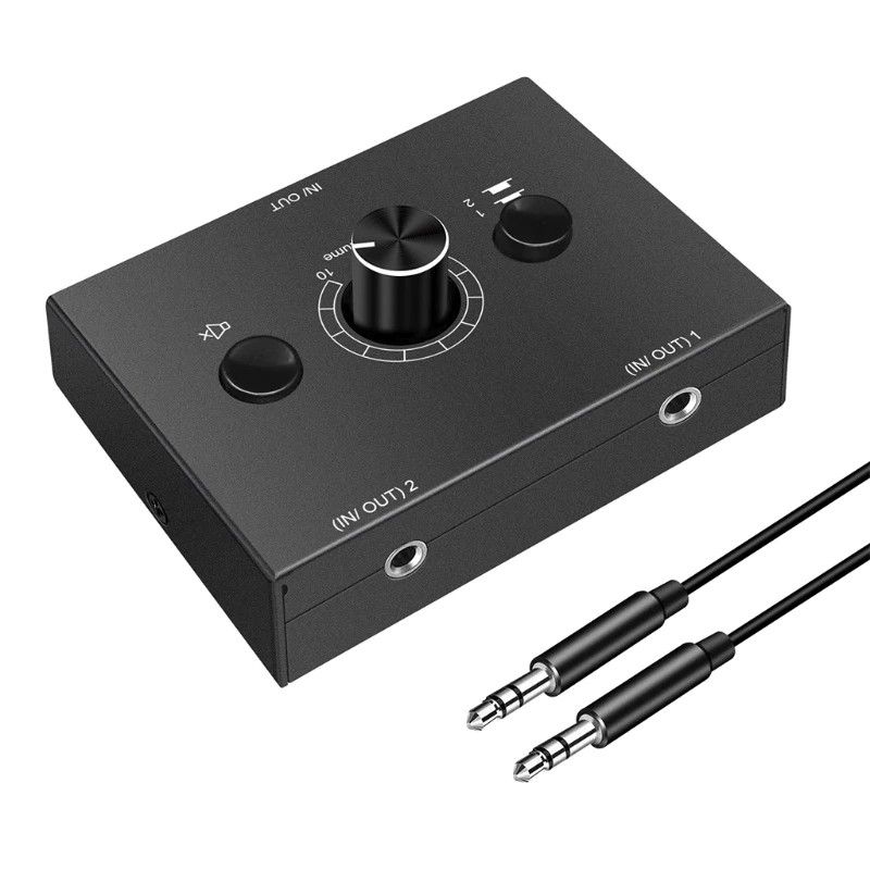 Portable 3.5mm Audio Splitter Switcher Box 2 Input 1 Output / 1 Input 2 ...