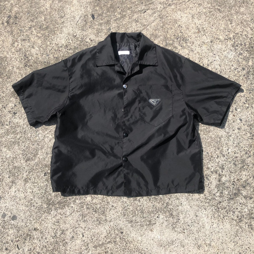 PRADA BLACK NYLON POLO SHIRT BUTTONS DOWN, Men's Fashion, Tops & Sets ...