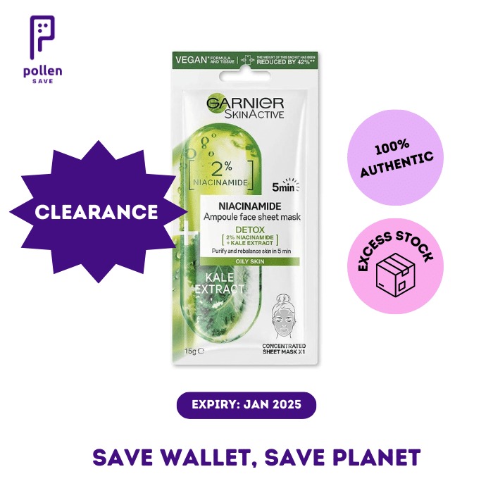 [Sale] Garnier Niacinamide Kale Detox Ampoule Face Mask Sheets (Box of ...