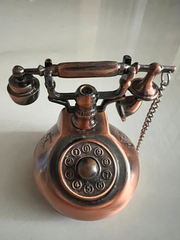 1950's European Vintage Copper Rotary Telephone Butane Table Lighter ...