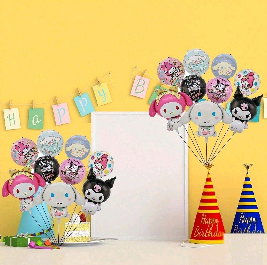 3PCS/SET. HBD HAPPY BIRTHDAY MELODY FIGURE BALLOON + 2 ROUND MELODY ...