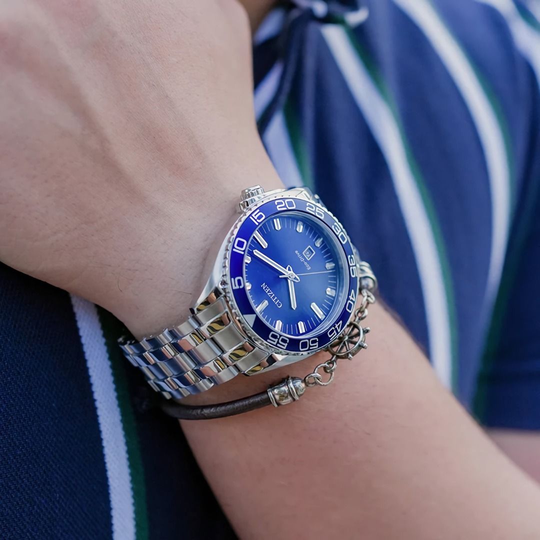 現貨 觀塘門市 CITIZEN AW1770-53L Eco-Drive Blue Dial Date Display Stainless ...