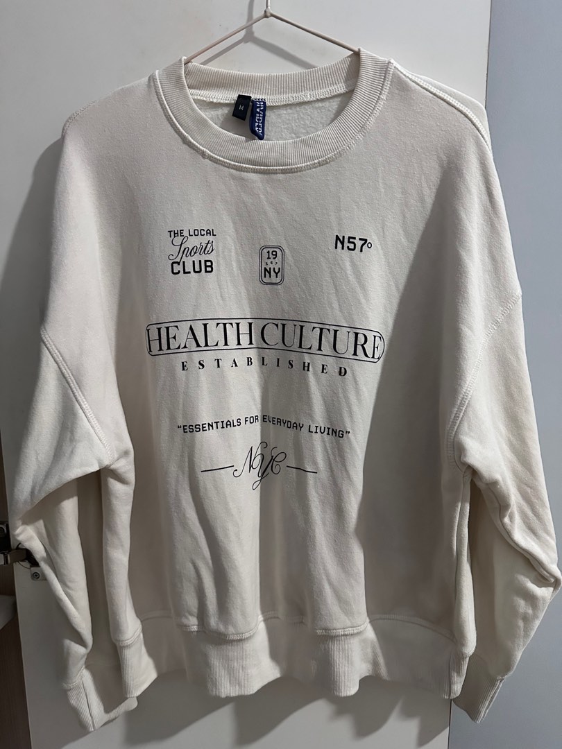 Crewneck HnM (H&M) Cream Health Culture, Fesyen Wanita, Pakaian Wanita ...