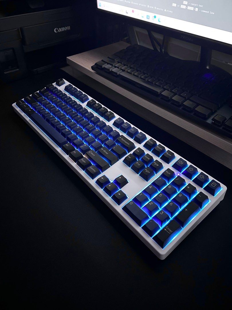 Full Sized 108% Custom Mechanical Keyboard (Dark Blue Samurai keycaps ...