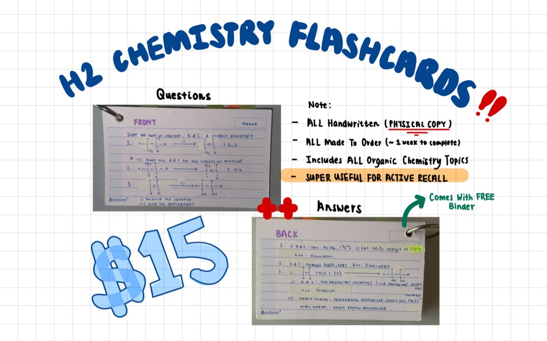 H2 CHEMISTRY ORGANIC CHEMISTRY FLASHCARDS, Hobbies & Toys, Books ...