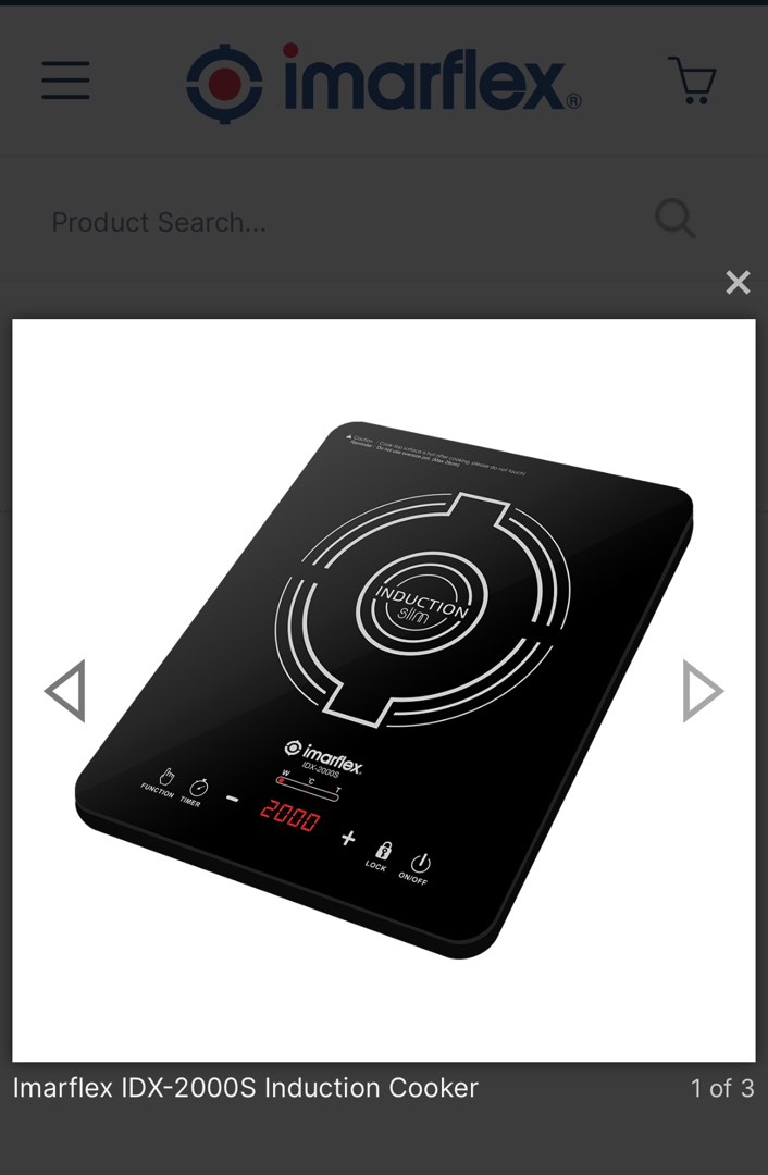 Imarflex IDX-2000S Slim Induction Cooker bought at handyman, Furniture & Home Living ...