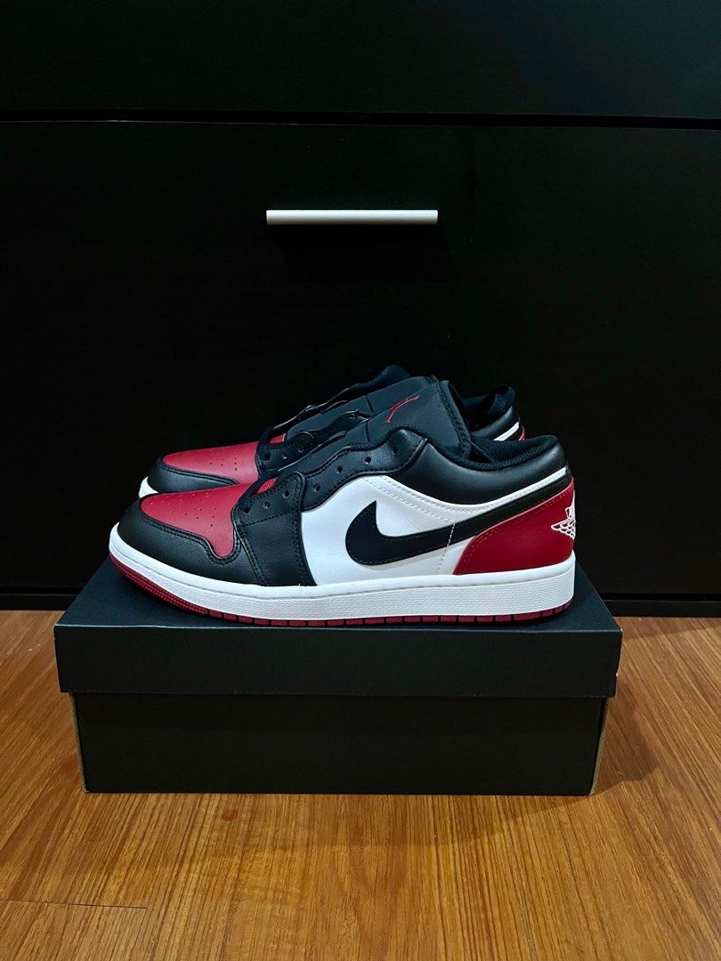 Jordan 1 Low Bred Toe V2 Size US M 9, Men's Fashion, Footwear, Sneakers ...