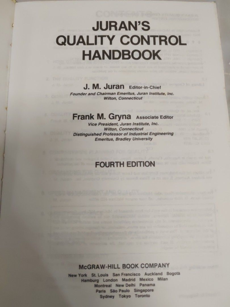 Juran's Quality Control Handbook 4th Edition, Hobbies & Toys, Books ...