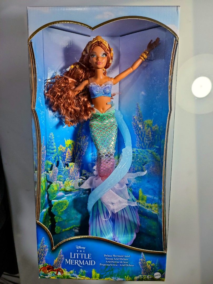 Mattel Disney The Little Mermaid Deluxe Ariel Doll with Iridescent Tail ...