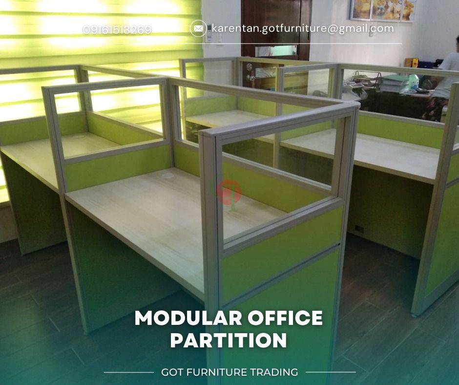 Modular Workstations | Office Partition with Glass Top., Furniture & Home Living, Office ...