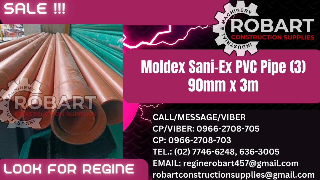 Moldex Sani-Ex PVC Pipe (3) 90mm x 3m, Commercial & Industrial ...