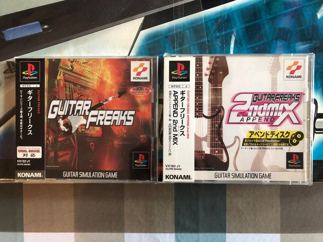 PS1 PS2 Konami Guitar controller Guitar Freaks game 1 + 2 結他音樂遊戲, 電子遊戲 ...