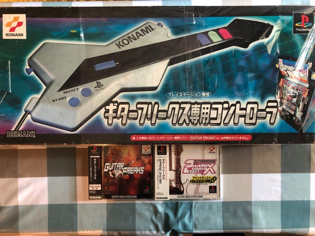 PS1 PS2 Konami Guitar controller Guitar Freaks game 1 + 2 結他音樂遊戲, 電子遊戲 ...