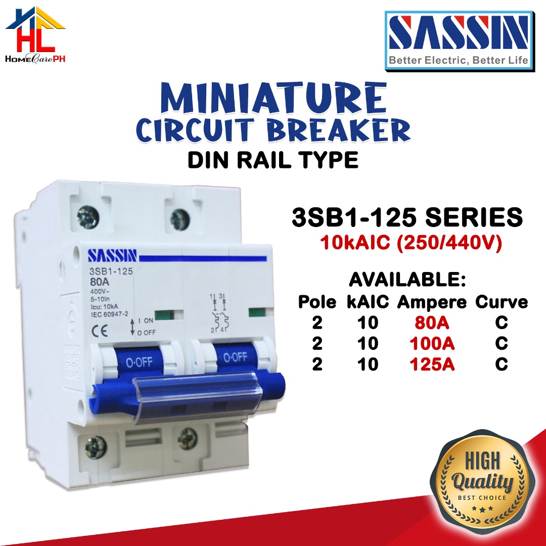 Sassin Miniature Circuit Breaker 2 Pole 10kAIC 240/440V, Commercial ...