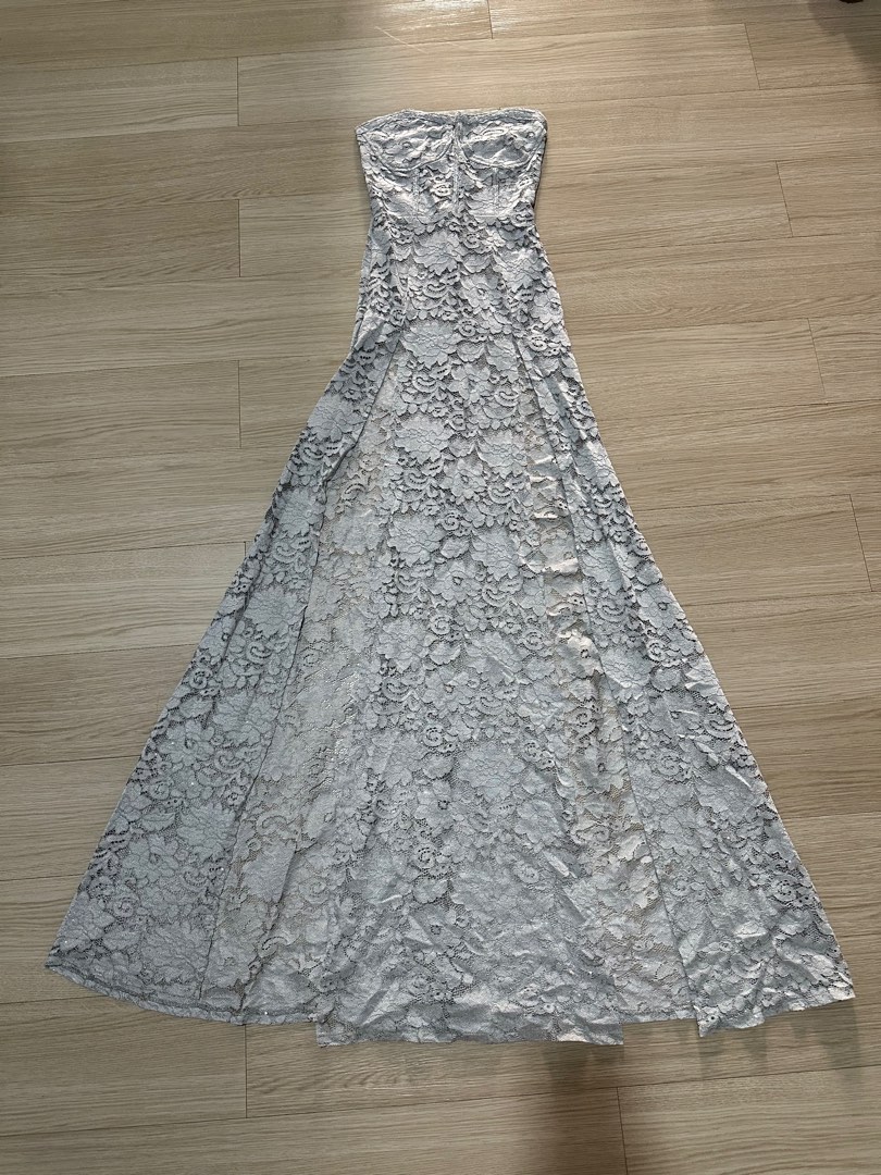 See through gray gown, Women's Fashion, Dresses & Sets, Evening dresses ...