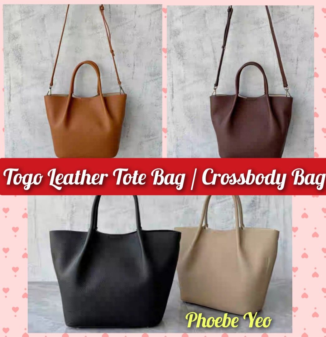 Togo Leather Tote Bag / Crossbody Bag, Women's Fashion, Bags & Wallets ...