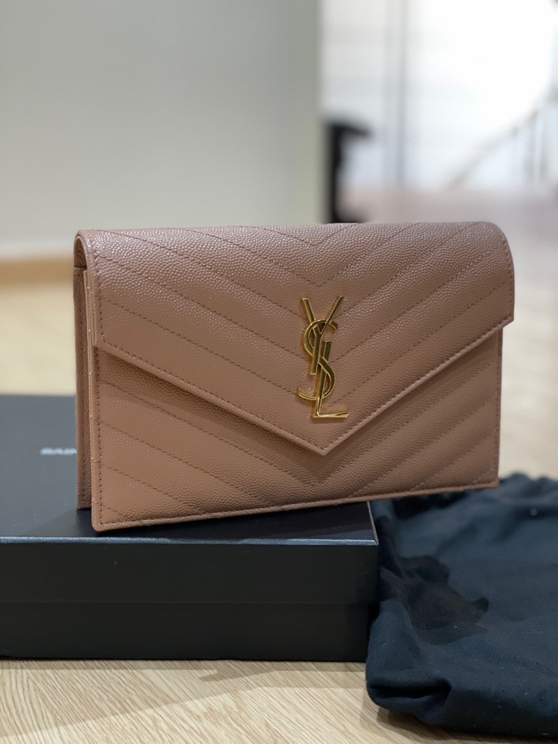 YSL Cassandre Envelope Chain Wallet, Luxury, Bags & Wallets on Carousell