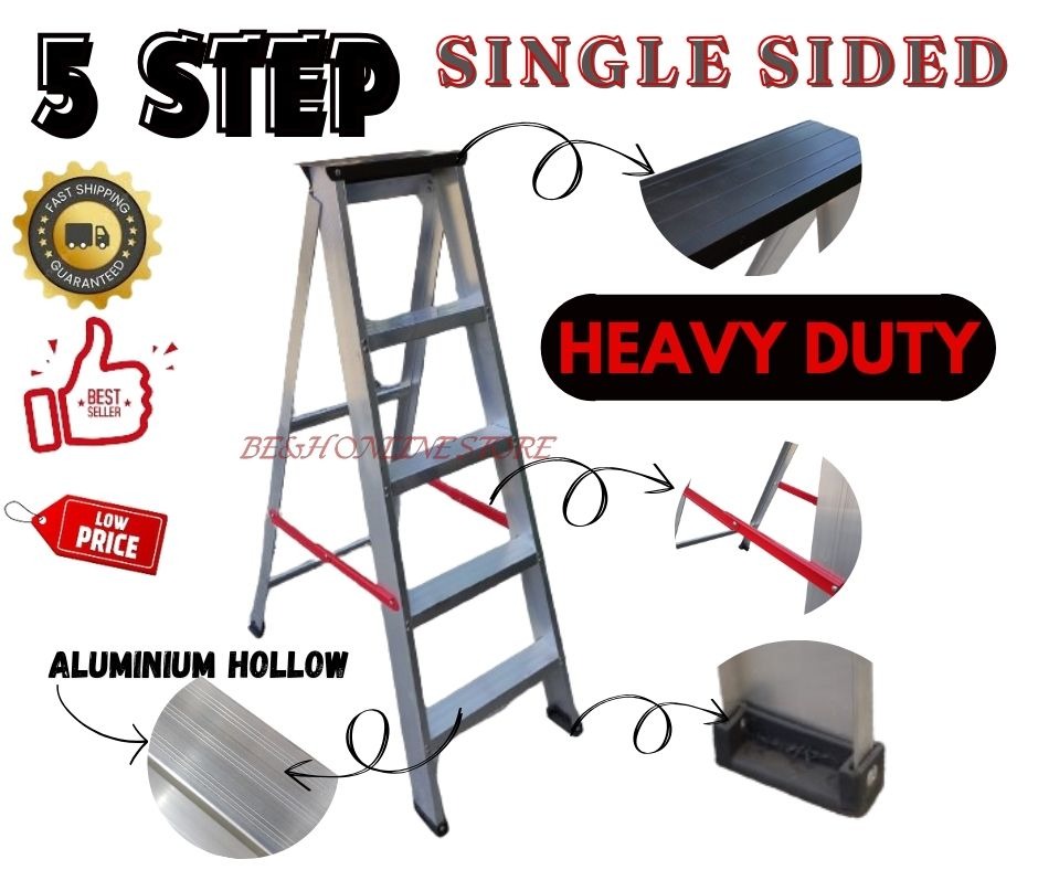 5 STEP SINGLE SIDED LADDER HEAVY DUTY MULTI PURPOSE TANGGA ALUMINIUM ...