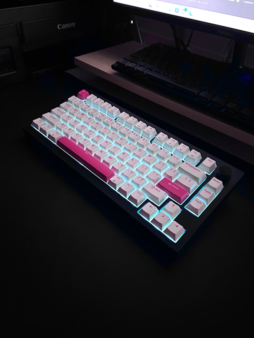 75% Custom Mechanical Keyboard (White red keycaps) - Trị mode - Fully modded, Computers & Tech ...