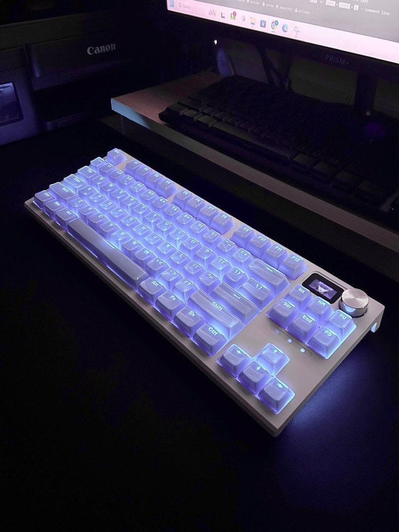 87% Custom Mechanical Keyboard (Blue Jello keycaps) - Knob + OLED ...